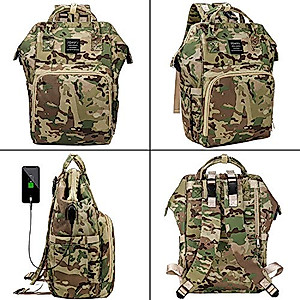 FEWOFJ Camo Baby Boy Diaper Bag Backpack for Dad, Large Tactical Nappy Bags for Mens Travel