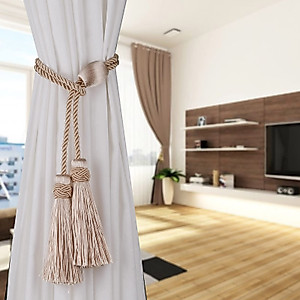 HedongHexi Curtain Tiebacks with Tassel,Modern Rope Window Curtain Ties Backs for Draperies, Outdoor Elegant Decorative Curtain Holdbacks