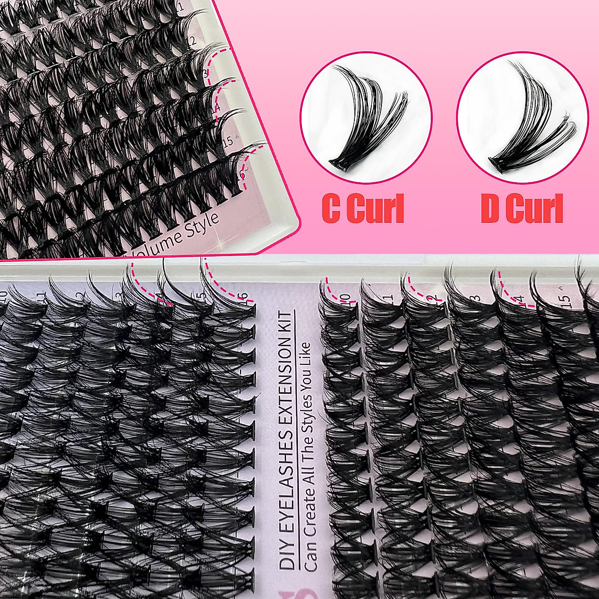 Lash Cluster DIY 280Pcs Mix 40D 50D 10-16MM Individual Lash Extension Cluster Lashes Wispy Fluffy C D Curl False Eyelash Clusters Thin Band Soft to DIY at Home by TIMELABS (40D+50D)