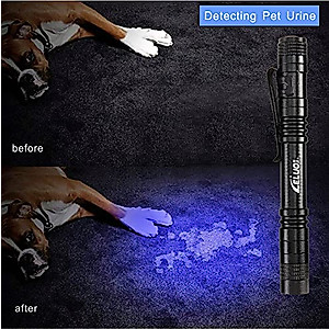 LELUOHQ 2 Pack UV Penlight Flashlight with Clip，Mini LED Handheld Tactical Pocket Torch with High Lumens，Blacklight Detector for Money Detector,Pet Urine,Pet Stains and Bed Bug