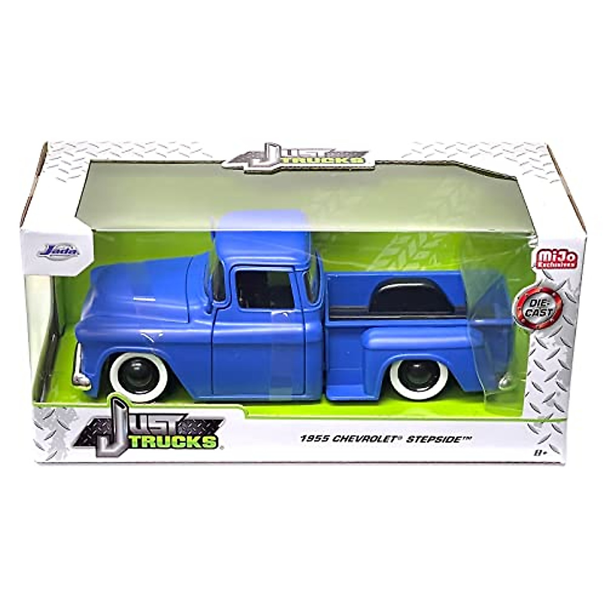 MiJo Exclusives Jada Toys 1:24 1955 Chevrolet Stepside Truck - Matte Blue - Just Trucks - 34295
