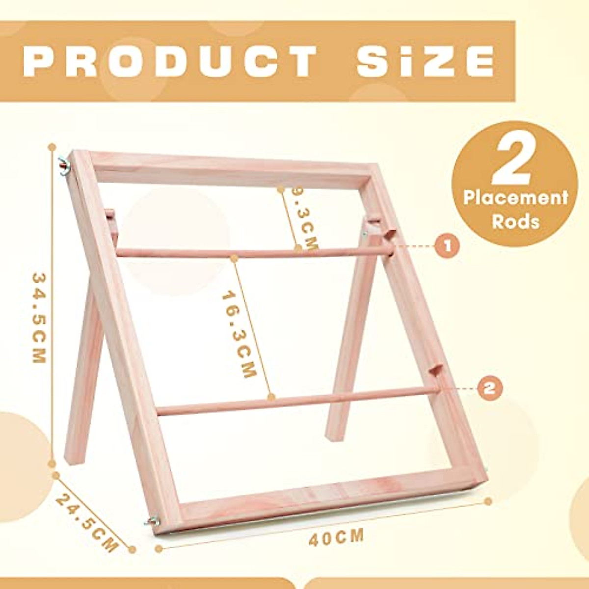 Wood Ribbon Storage Organizer - Ribbon Holder Organizer Rack for Craft Paper Roll - Christmas Gift Wrapping Ribbon Dispenser - 1 Pack Ribbon Organizer for Craft Room, 2 Placement Rods