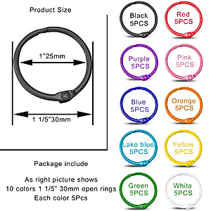 Keychains or Key Rings, Loose Leaf Binder Rings for Key Chains, Card Rings, Clip Rings for Book Rings, School, Home or Office (50Pcs 1 inch)