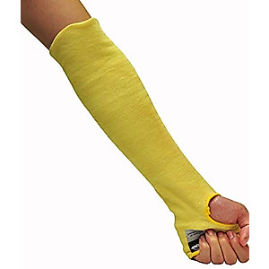 G & F 58123-6 100% Kevlar 18-Inch Cut Resistant Knit Sleeve with Thumb Hole, Yellow, Sold by 6-piece pack