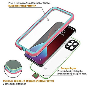 PINGTEKOR iPhone 12 Pro Max Waterproof Case,IP68 Full Sealed Snowproof Dustproof Shockproof Heavy Duty Protection Cover with Screen Protector and Translucent Back Cover for iPhone 12 Pro Max 6.7 Inch