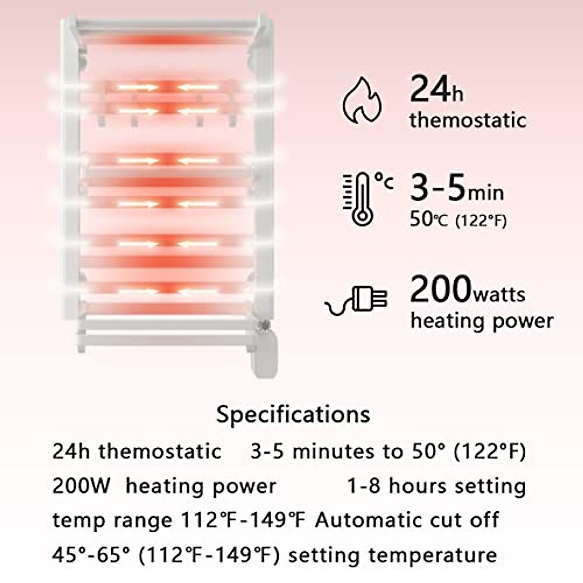 Tonyang.lee Towel Warmer Rack,Towel Warmers for Bathroom,Heated Towel Rack 1-8Hour Timer & 45°-65° Temperature Adjustments, Heated Top Shelf 90° Folding,White