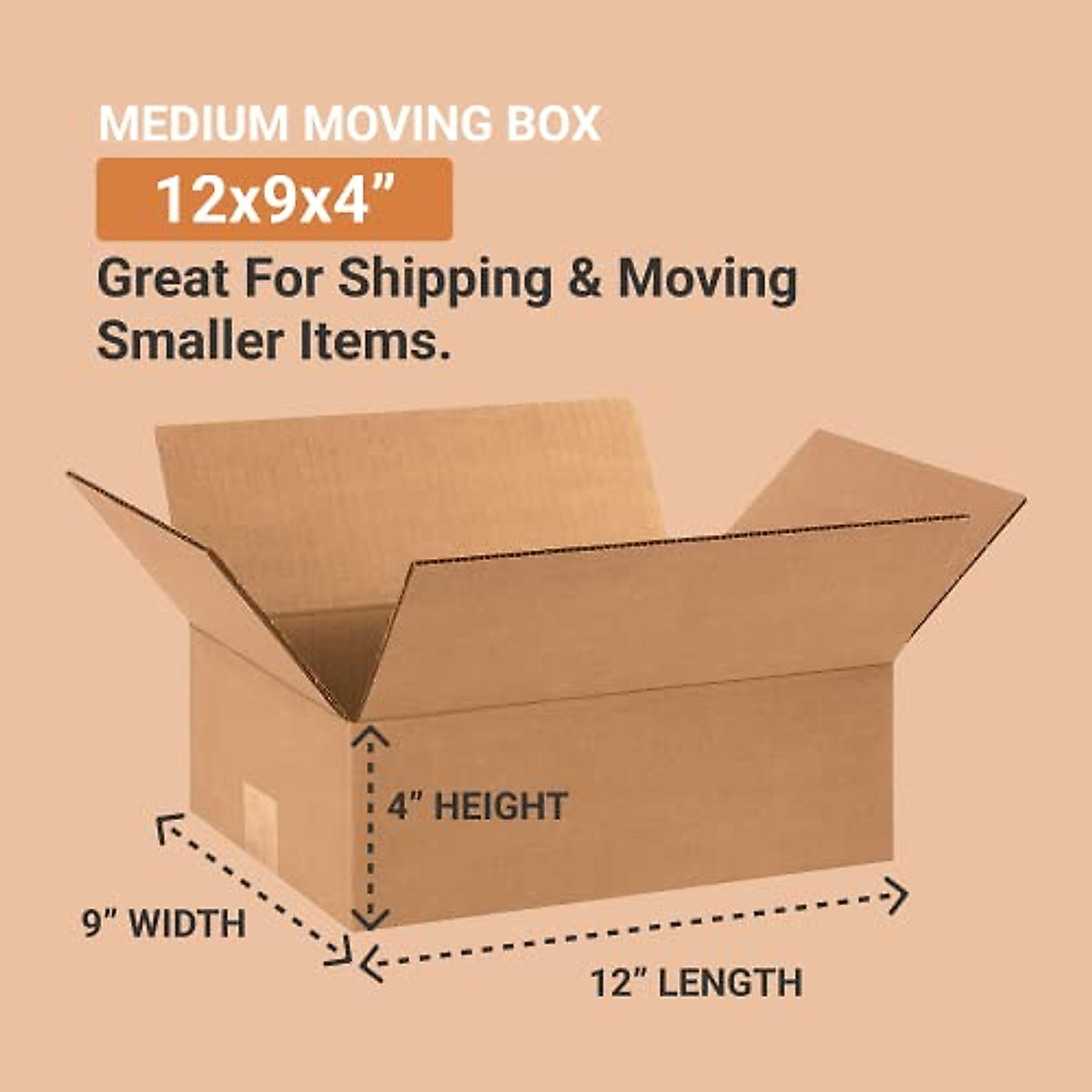 AVIDITI Shipping Boxes Flat 12"L x 9"W x 4"H, 25-Pack | Corrugated Cardboard Box for Packing, Moving and Storage