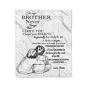 Launchigo Customized to My Brother Blanket Soft Sherpa Throw Blanket for Christmas, Birthday, Graduation, Thanksgiving & Christmas Gift. (to My Brother-from Brother 04, 30"X40") Baby Blanket.