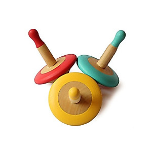 Shumee Wooden Spinning Tops 3 Pcs Handmade Spin Tops, Easy to Spin, Gyroscope, Educational Toys, Kindergarten Toys, Sensory Toys, Learning Toys, Fidget Spinner, Gifts for Kids/Toddlers | Gift Toys