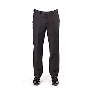 Slim Fit Tuxedo Pants Flat Front No Pleats Black Side Satin Line AZAR (34 Waist 32 Length, Black Pants)