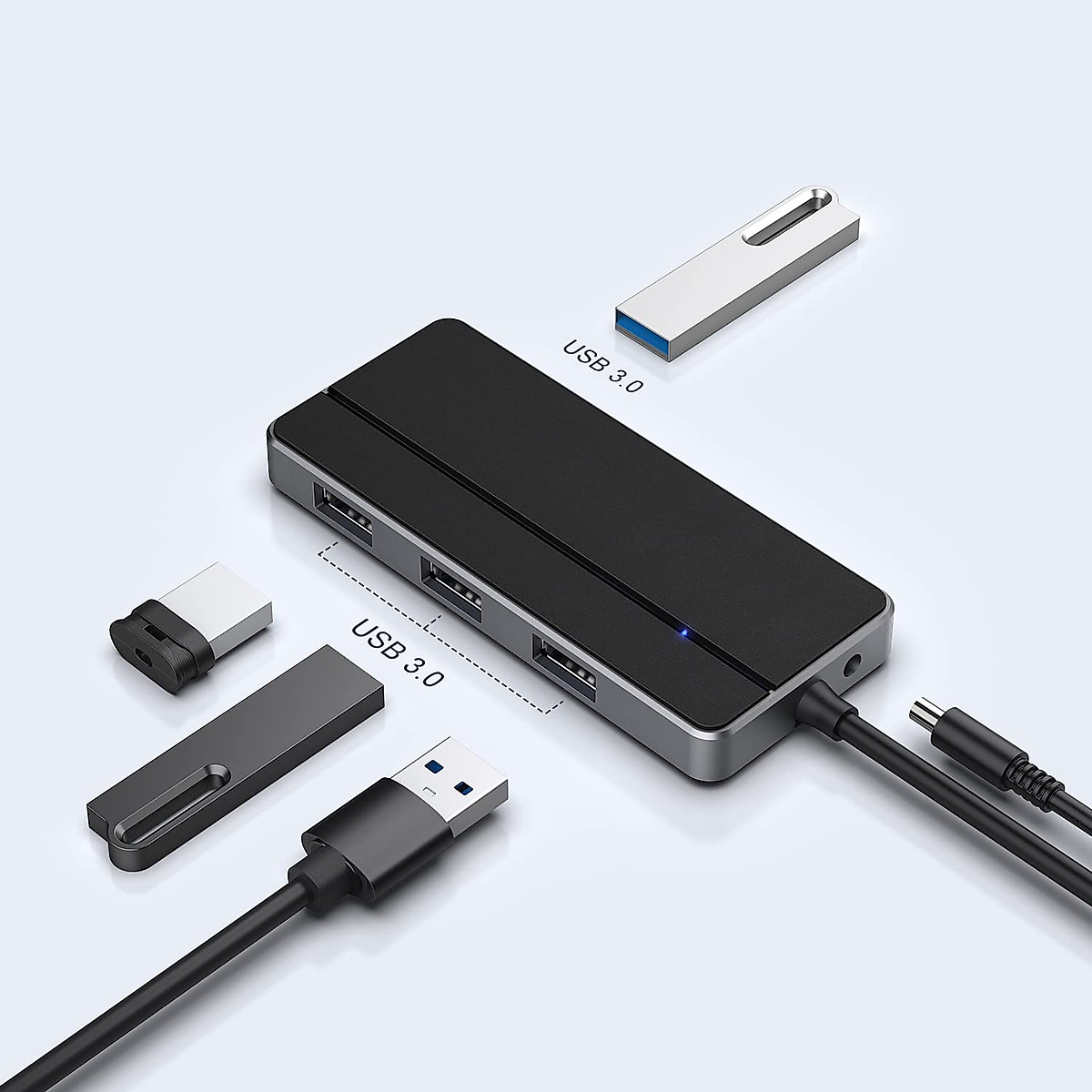 GARMESE USB Hub,4-Port USB 3.0 Hub High Speed Ultra-Slim Data USB Hub Multiport Expander with Charging Port for Chromebook, PC, USB Flash Drive, Mouse, Keyboard