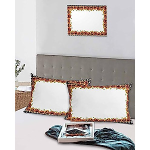 Edwiinsa Halloween Pillow Covers King Standard Set of 2 Bed Pillow, Black White Plaid Pumpkin Green Leaves Plush Soft Comfort for Hair/Skin Cooling Pillowcases with Envelop Closure 20''x36''