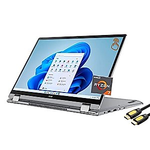 ASUS Zenbook Flip 2-in-1 Touch Laptop, 15.6" FHD Touchscreen, AMD 8-Core Ryzen 7 5700U (Beat i9-10885H), GeForce MX450, 8GB RAM, 1TB PCIe SSD, USB-C, Backlit, KeyPad, Webcam, SPS HDMI Cable, Win 11