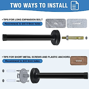 KOLAKO Door Stop, Long Door Stopper 10 Inch Wall Mounted Black Doorstops with Rubber Bumper Tip Baby Proof Extended Door Holder, Stainless Steel Extra Long Door Stops