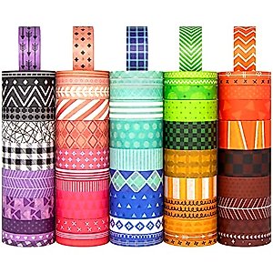 KOVANO 60 Rolls Washi Tape Set - Decorative Adhesive Masking Tape for Scrapbooking Supplies, DIY Crafts, Bullet Journals, Gift Wrapping, Party Decorations and Planners, Each Roll 5.4yd Total 328yd