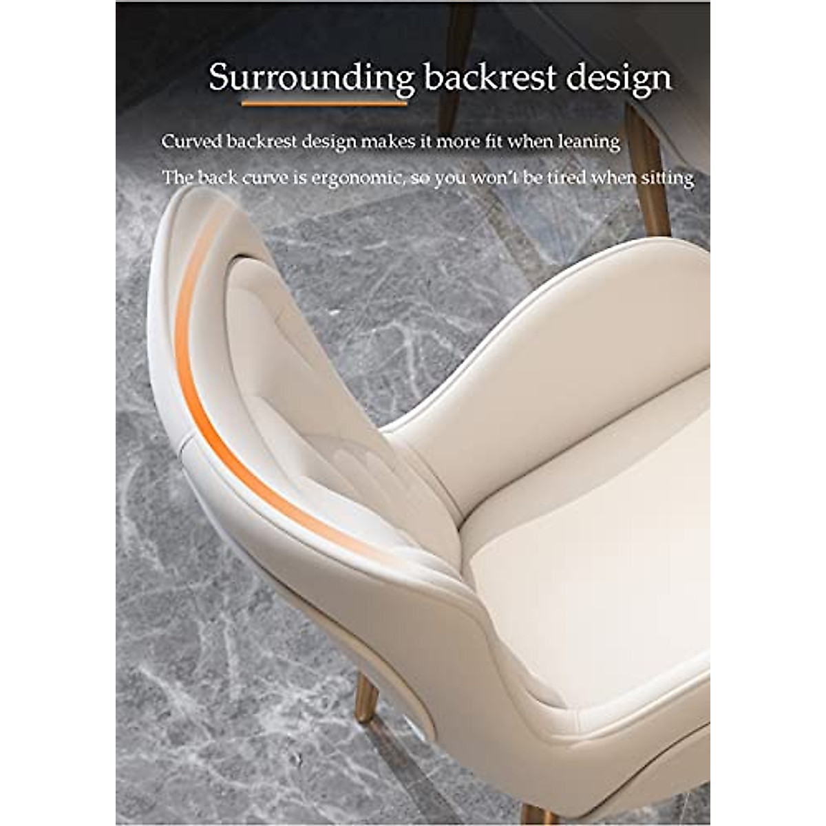 KEFFOR Dining Kitchen Room Chairs Living Room Armchair Modern Upholstered Dining Chairs with Soft Microfiber Leather Cushion Seat and Gold-Plated Feet (Color : White)