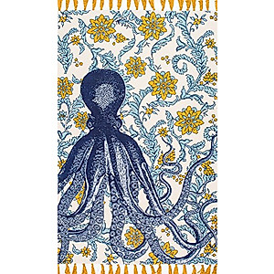 nuLOOM Thomas Paul Printed Flatweave Cotton Giant Octopus Area Rug, 7' 6" x 9' 6", Multi