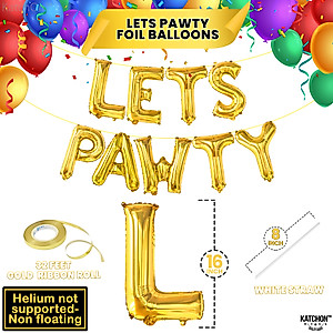 KatchOn, Lets Pawty Balloons Gold - 16 Inch | Lets Pawty Banner, Pawty Birthday Decorations | Dog Birthday Balloons, Lets Pawty Birthday Decorations | Dog Birthday Banner, Dog Birthday Party Supplies