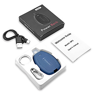 HUAENG Keychain Portable Charger for iPhone 14 12 X 6S Airpods, 1600mAh Mini iPhone Power Bank Power Emergency Pod Ultra-Compact External Fast Charging Battery Pack Key Ring Cell Phone Charger-Blue