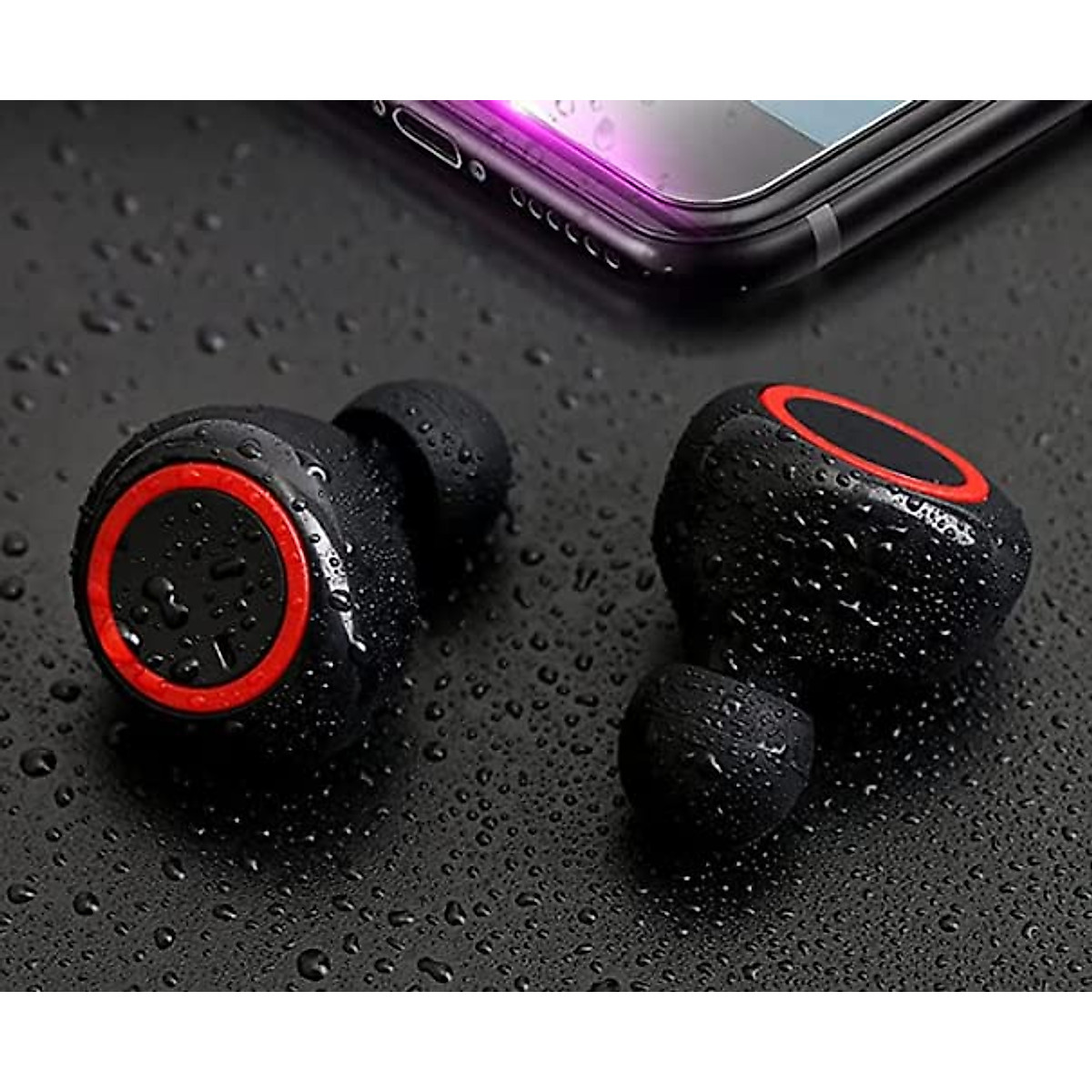 Y50 Bluetooth 5.2 Wireless Earbuds with Wireless Charging Case IPX8 Waterproof Stereo Headphones in Ear Built in Black