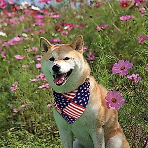 PETLOFT Dog Bandanas (2 Pack), Pet Adjustable Holiday Bandanas for Pet Cat Dog Kitty Puppy Pet Gift Present, USA Flag