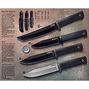 Cold Steel SRK-C Survival Rescue Fixed Blade Knife with Secure-Ex Sheath - Standard Issue Knife of the Navy Seals, Great for Tactical, Outdoors, Hunting and Survival Applications, SK-5 Steel, Compact