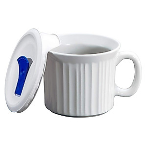 Corningware 20-Ounce Oven Safe Meal Mug with Vented Lid, French White