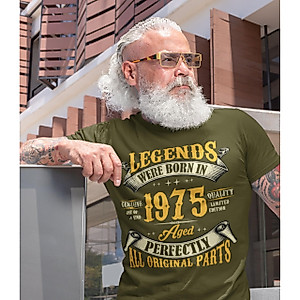 50th Birthday Shirt for Men, Legends were Born in 1975, Vintage 50 Years Old Tee T Shirt Black Large