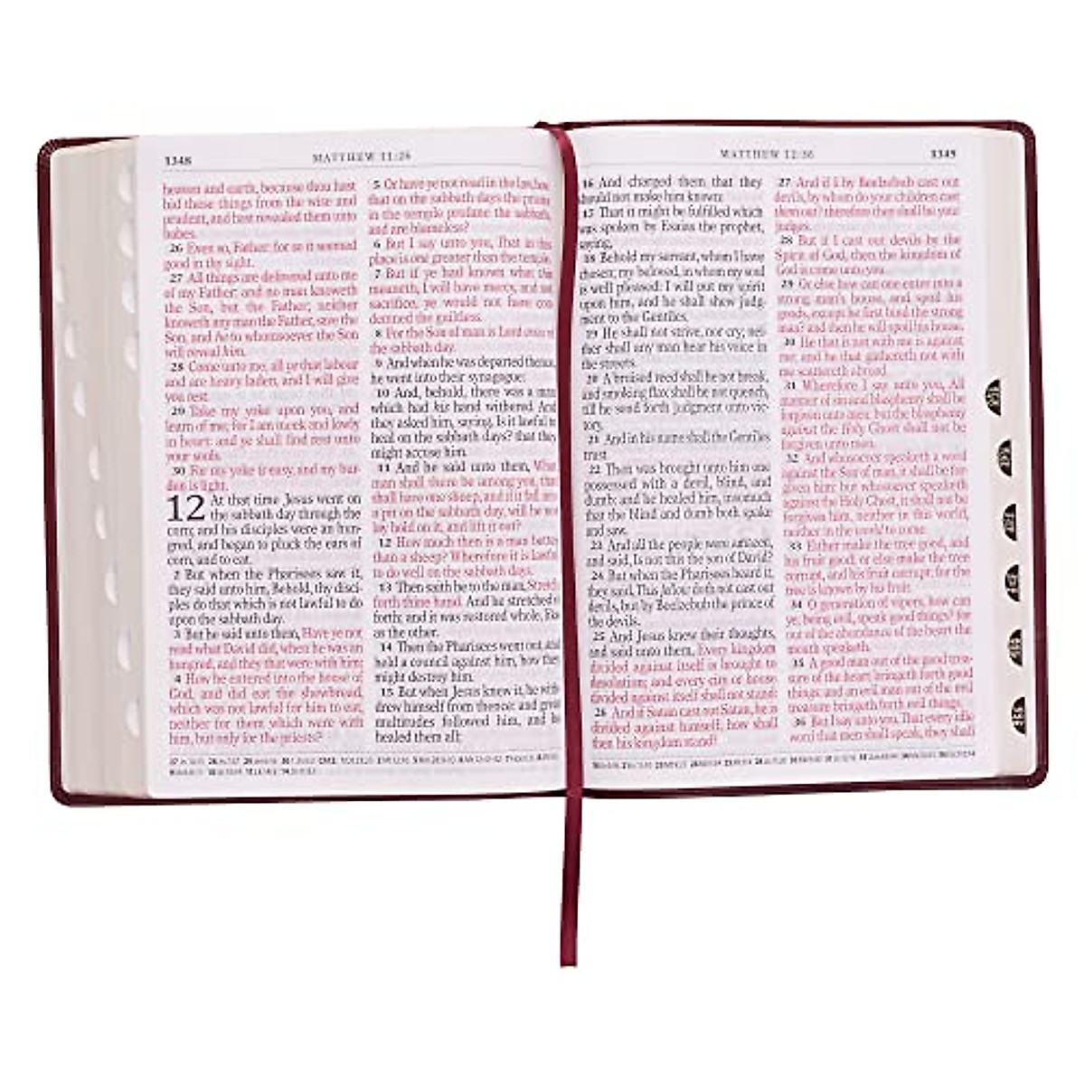 KJV Holy Bible, Super Giant Print Faux Leather Red Letter Edition - Thumb Index & Ribbon Marker, King James Version, Burgundy