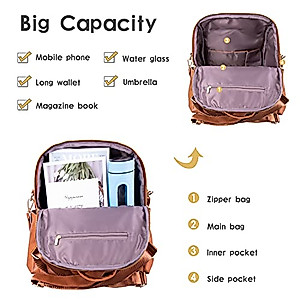 NINEBLUE Women's Backpack, Ladies Fashion Multipurpose Leather Travel Bag with Wallet, Convertible Single Room and Double Shoulder PU Bag