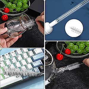 Ixiaoyoo Straw Cleaner Brushes Sets, 12 Pieces 8.2 Inch Botthle Cleaning Brush and Nylon Tube Brush Brush Kit for Sippy Cup, Tumbler, Water Bottle, Drinking Straw (White)