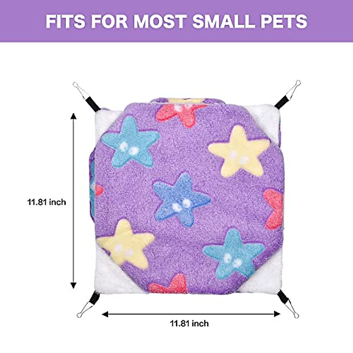 Petmolico Ferret Hammock Bed, Small Pets Warm Plush Three Tier Hanging Cage Hammock Hideout Ferret Accessories for Hamster Guinea Pig Rat Sugar Glider, Purple Star