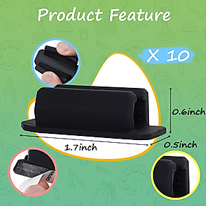 ZFbuhuo 10 PCS Pen Holder for Desk, Adhesive Pen Holder for Classroom Clipboard Attachment, Silicone Pencil Holder & Marker Holder for School Office Desk Accessories,Teacher Supplies(Black)