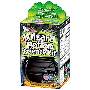 Thames & Kosmos Tasty Labs: Wizard Potion Science Kit | Make 5 Delicious Magical Potions | Chemistry Experiments Safe to Drink | Includes Toy Cauldron, Wand | Study Reactions, Polymers, Density & More