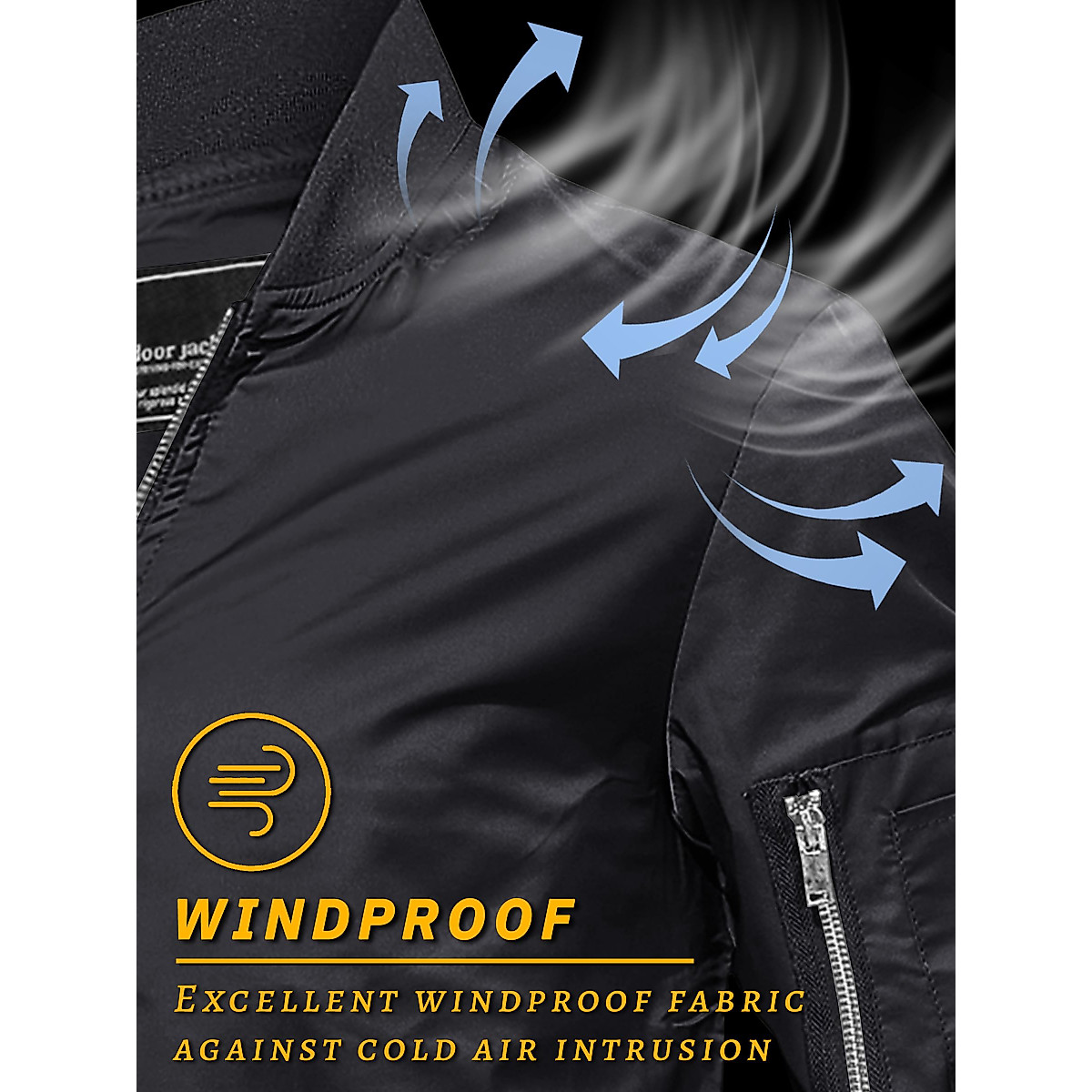 TACVASEN Bomber Jacket Men Black Jacket Men Zip Up Mens Jackets Casual Stylish Lightweight Mens Bomber Jackets Lightweight Windbreaker Jacket