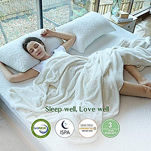 Novilla Mattress Topper Queen,4 "Medium Firm Memory Foam, Gel & Bamboo Charcoal Infused for Motion Isolation & Pressure Relieving, with Breathable Bamboo Cover, Queen Size, White (AC-NV0T801-4-Q)