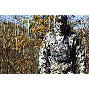 UIIHUNT Binocular Harness Chest Pack - Lightweight Bino Harness with Rangefinder Pouch - Durable Binocular Chest Packs for Hunting & More (Camo)