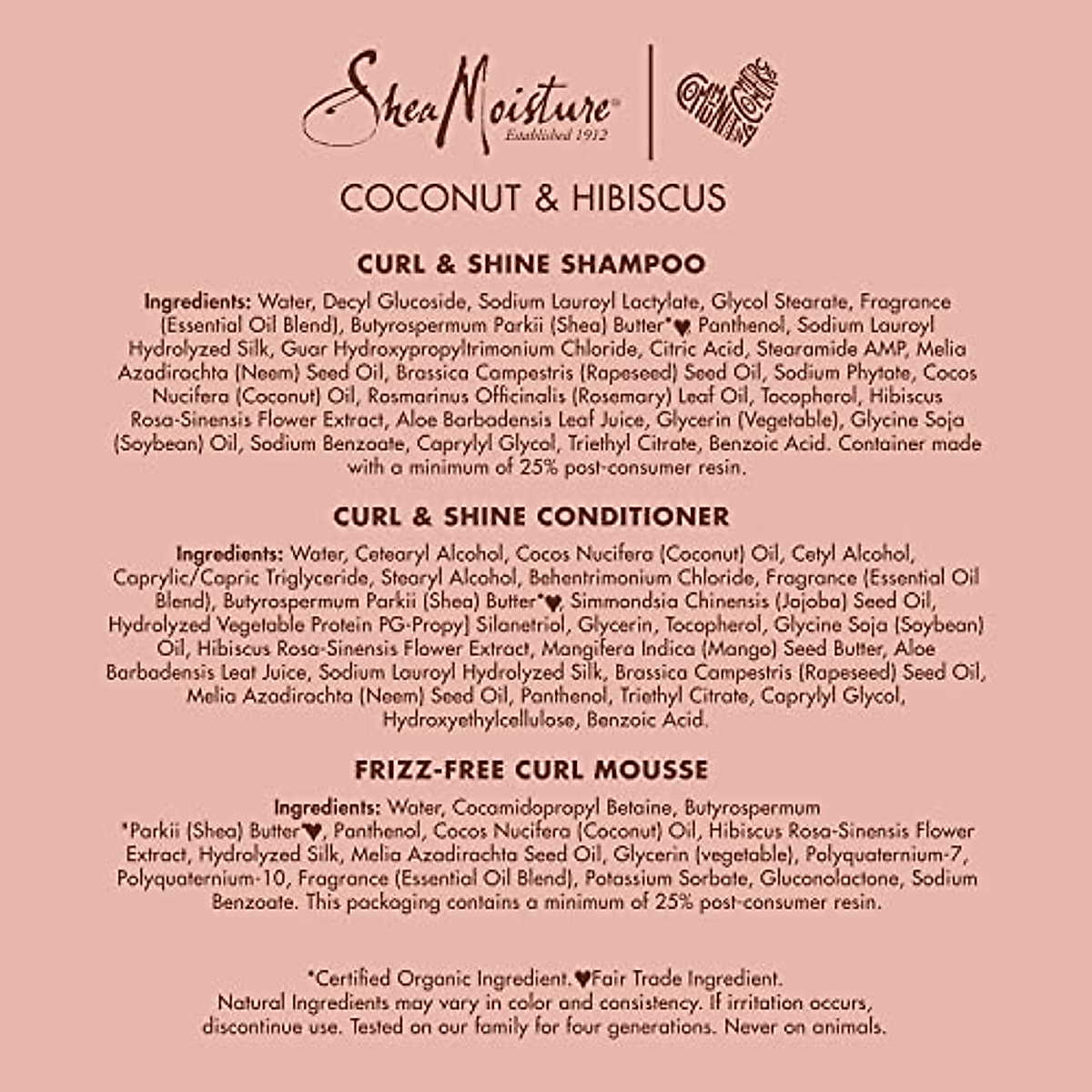 SheaMoisture Curl and Shine Shampoo and Conditioner, and Hair Mousse For Curly, Frizzy Hair Coconut and Hibiscus Sulfate Free Shampoo and Conditioner, Anti-Frizz Hair Products
