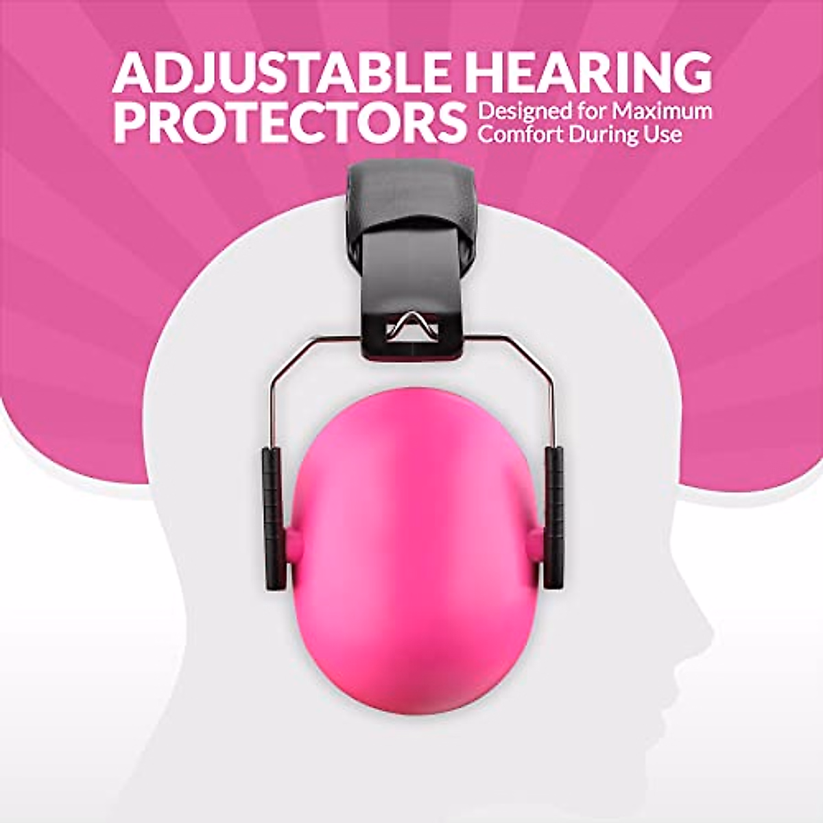 MEDca Ear Muffs Noise Protection - Pink Hearing Protection and Noise Cancelling Reduction Safety Ear Muffs, Fits Children and Adults for Shooting, Hunting, Woodworking, Gun Range, Mowing, and More