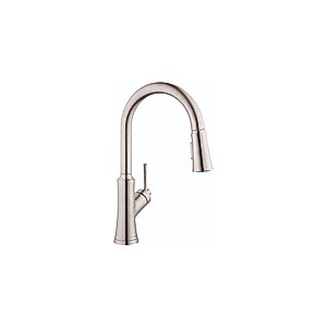 hansgrohe Joleena Stainless Steel High Arc Kitchen Faucet, Kitchen Faucets with Pull Down Sprayer, Faucet for Kitchen Sink, Stainless Steel Optic 04793800, 15.8-Inches Tall