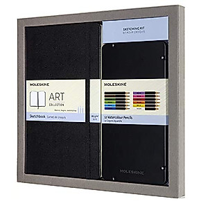 Moleskine Sketchbook & Watercolor Pencil Set Hard Cover (5 x 8.25) Sketch Pad for Drawing, Watercolor Painting, Sketchbook for Teens, Artists, Students, 104 Pages