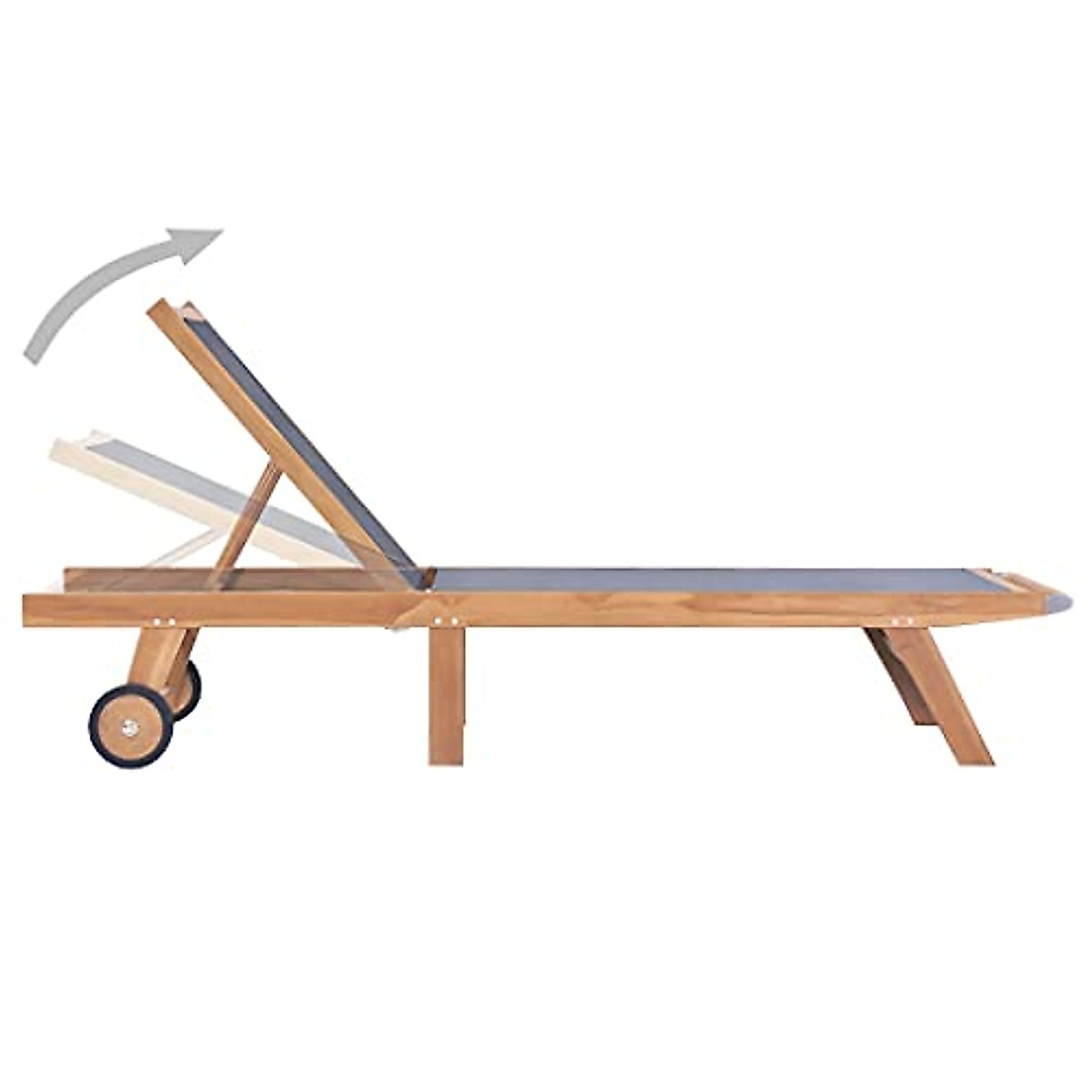 imasay Folding Sun Loungers with Wheels 2 pcs Solid Teak and Textilene for Outdoor,Outside,Patio,Garden,Beach,Lawn,Sunbathing,Tanning,Pool,Adjustable Reclining Lounge Chairs