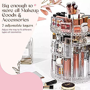 TRENDVIBE Clear Makeup Bathroom Organizer Rotating Large Transparent Display Case for Cosmetics Lipsticks Jewelry Skincare Brushes perfume nail polish countertop storage clear drawer