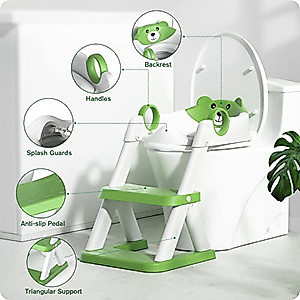 Rabb 1st Potty Training Seat, Upgrade Toddler Toilet Seat for Kids Boys Girls, 2 in 1 Potty Training Toilet, Splash Guard Anti-Slip Pad Step Stool