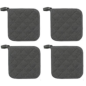 Cotton Pot Holders Cotton Made Machine Washable Heat Resistant Everyday Kitchen Basic Terry Pot Holder, Hot Pads, Trivet for Cooking and Baking Set of 4 (Grey)