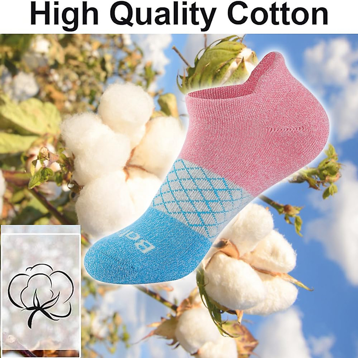 bataidis Women's Casual Ankle Socks Low Cut Athletic Socks 6 pairs (US, Alpha, Medium, Regular, Regular, Blue1)