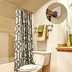 6 Piece Adhesive Shower Curtain Rod tension Holder, Adhesive Wall Mounted Shower Rods Holder Drill-Free Install, Adhesive Rod Mount Retainer, No Drilling, Not Include Shower Curtain Rod (White)