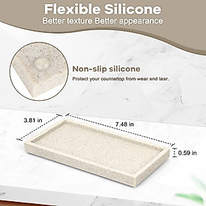 Versatile 7.4" Silicone Resin Soap Dispenser Tray for Bathroom/Kitchen/Vanity Tray, Small Tray for Countertop, Tidy Organization Solution