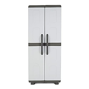 Homeplast Myrto Plastic 2 Door Weatherproof Indoor Outdoor Shoe Footwear Rack for Balconies, Hallways, and Bathrooms, Holds 40 Pairs, Gray/Anthracite