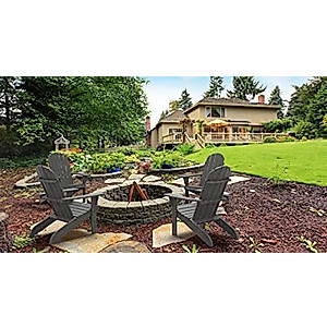 PolyTEAK Adirondack Chair, Premium Weather Resistant Poly Lumber, Outdoor Patio Furniture, Up to 300 lbs, Plastic Adirondack Chairs for Porch, Deck, & Pool Side, Traditional Element Collection, Grey